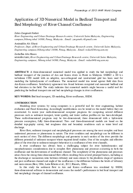 (PDF) Application of 3D Numerical Model in Bed Load Transport and Bed Morphology of River ...