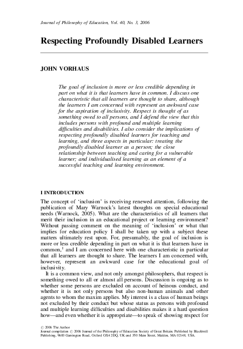 (PDF) Respecting Profoundly Disabled Learners