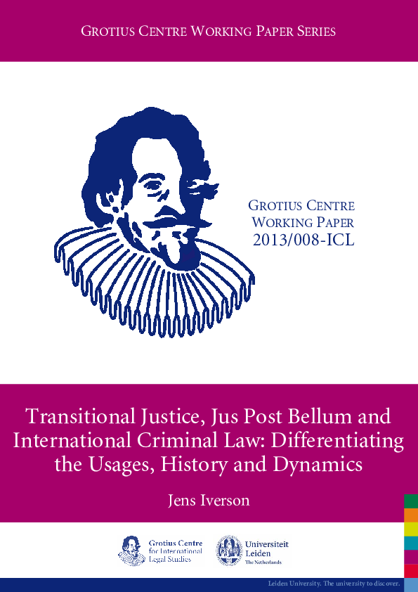 (PDF) Transitional Justice, Jus Post Bellum and International Criminal ...