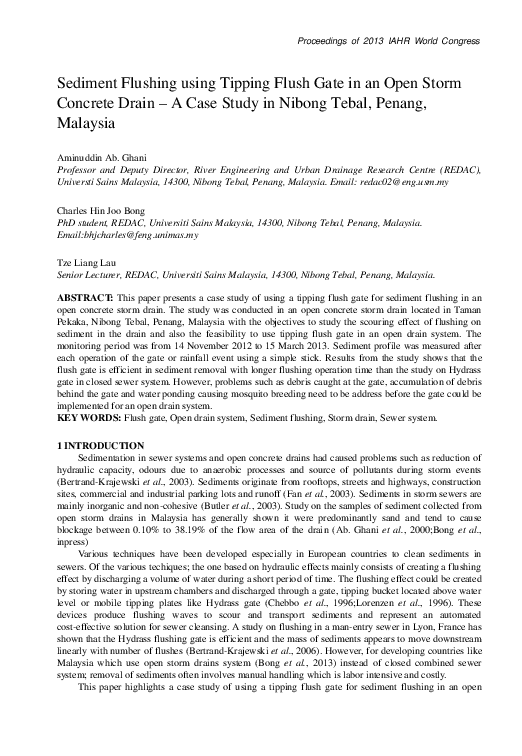 (PDF) Sediment Flushing using Tipping Flush Gate in an Open Storm ...