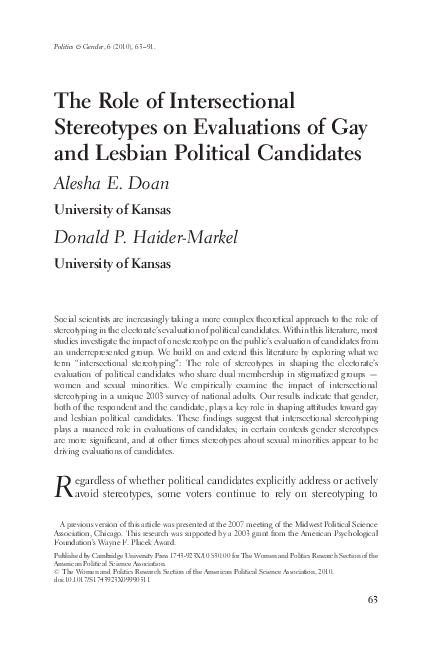 (PDF) The Role of Intersectional Stereotypes on Evaluations of ...