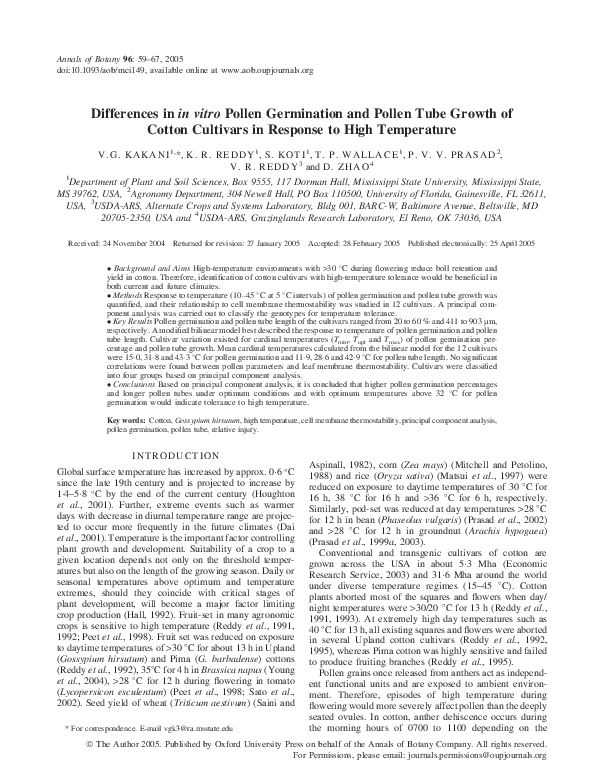 (PDF) Differences in in vitro Pollen Germination and Pollen Tube Growth ...