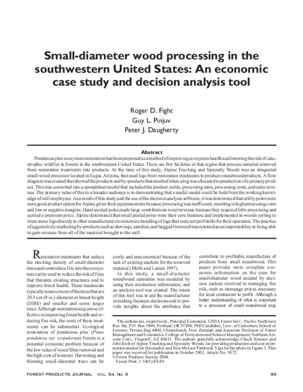 (PDF) Small-diameter wood processing in the southwestern United States ...