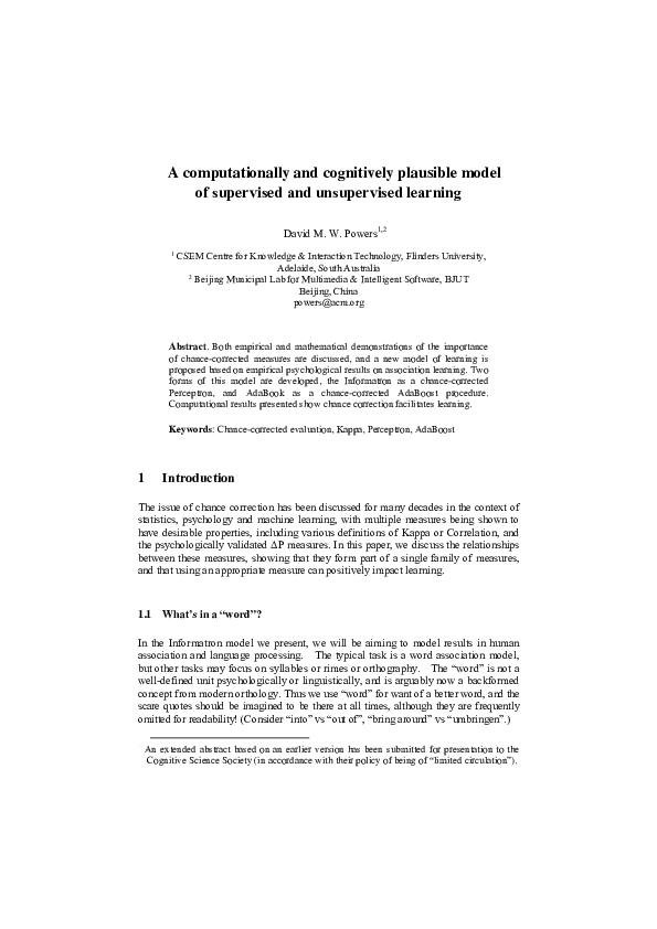 (PDF) Informatron: A computationally and cognitively plausible model of supervised and ...