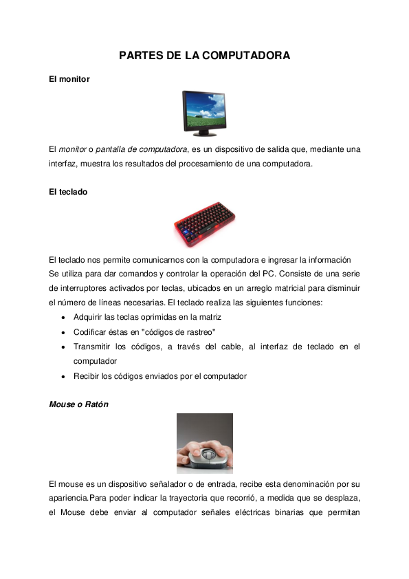 (DOC) Partes de la computadora