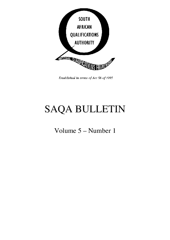 (PDF) SAQA Bulletin Volume 5 Number 1