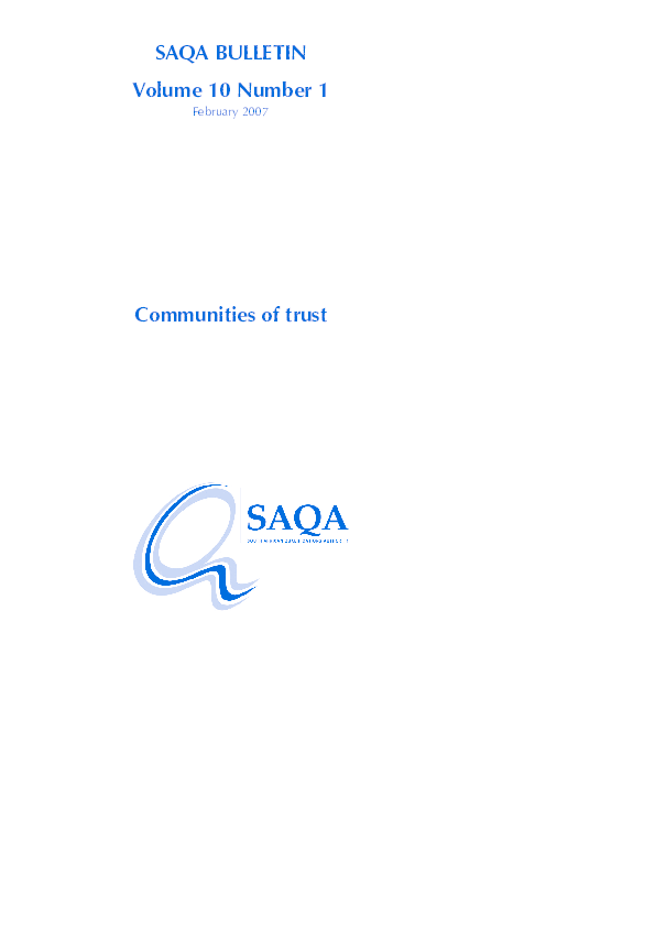 (PDF) SAQA Bulletin Volume 10 Number 1