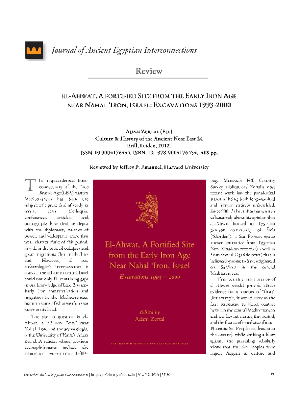 (PDF) [Book Review] El-Ahwat, A Fortified Site from the Early Iron Age ...