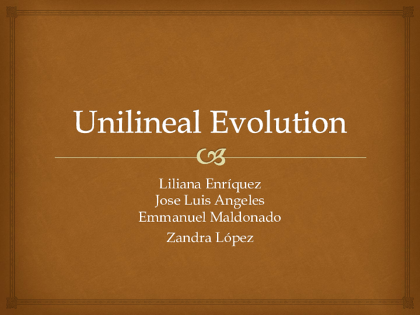 (PPT) Unilineal Evolution