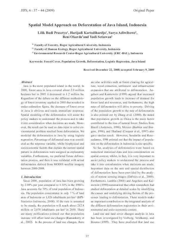 (PDF) Spatial Model Approach of Deforestation of Java Island.