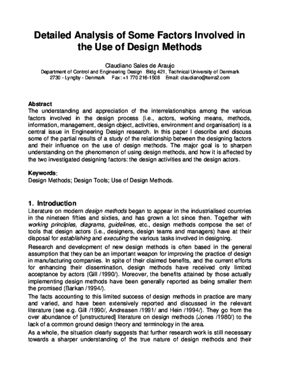 (PDF) Detailed Analysis of Some Factors Involved in the Use of Design ...