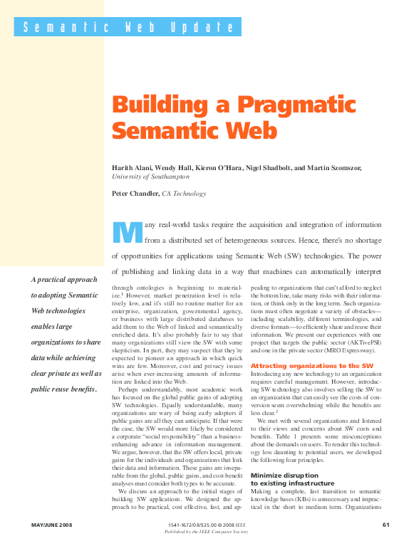 (PDF) Building a Pragmatic Semantic Web