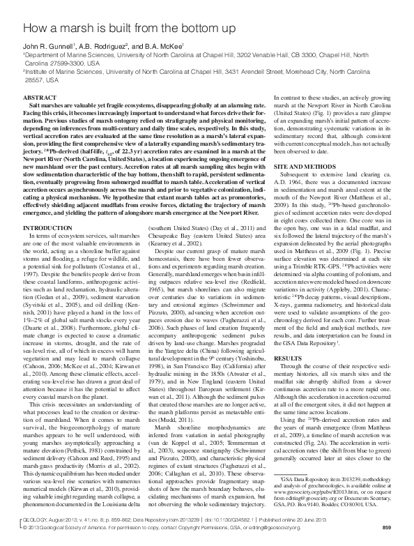 (PDF) How a Marsh is Built from the Bottom Up