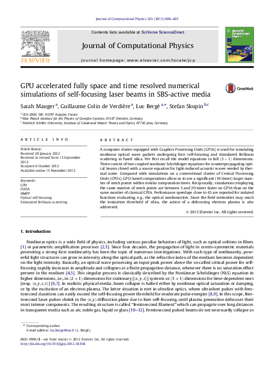 Pdf Gpu Accelerated Fully Space And Time Resolved Numerical