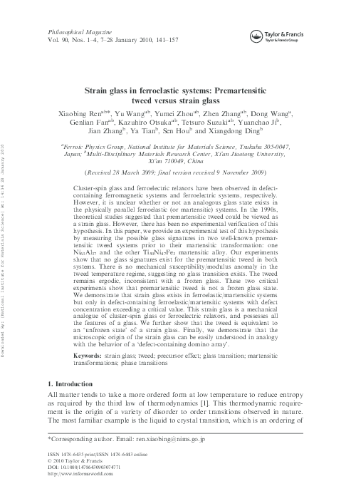 (PDF) Strain glass in ferroelastic systems: Premartensitic tweed versus ...