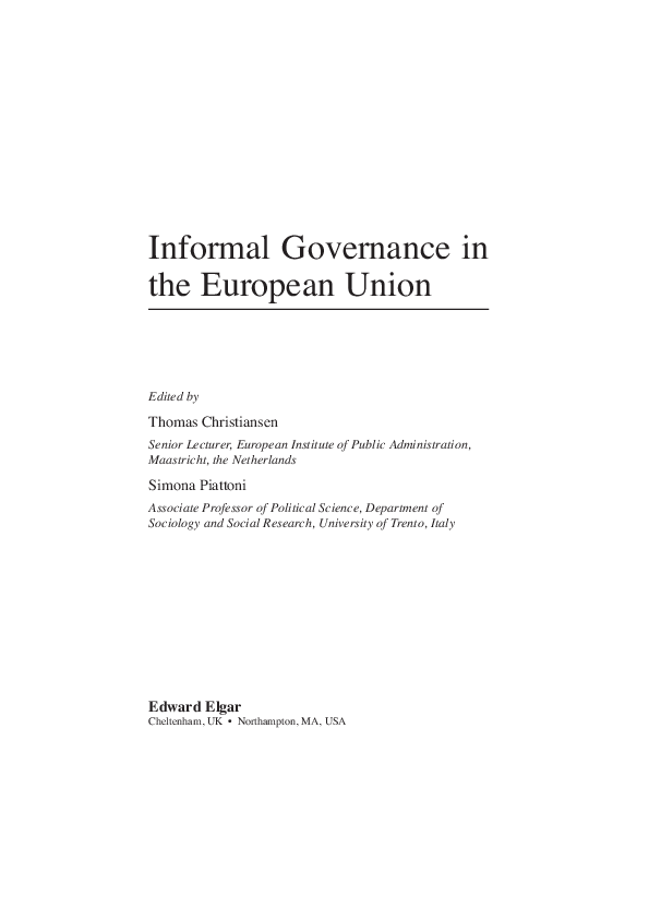 (PDF) Informal Governance in the European Union: The Case of ...
