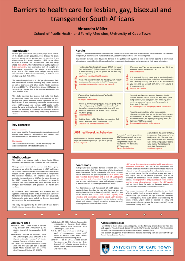 (PDF) Barriers to health care for lesbian, gay, bisexual and transgender South Africans