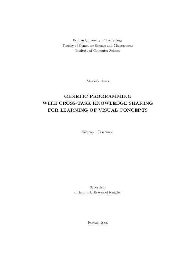 Pdf Genetic Programming With Cross Task Knowledge Sharing For Learning Of Visual Concepts