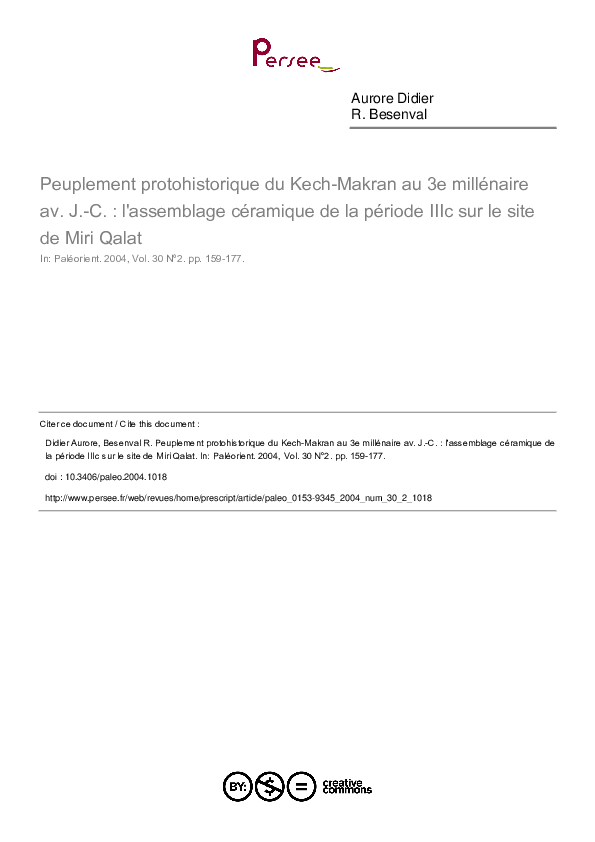 (PDF) Besenval, R. & Didier, A. (2004) Peuplement protohistorique du ...