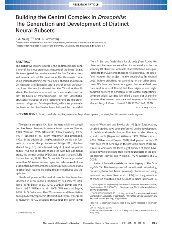 (PDF) Building the central complex in Drosophila: the generation and ...
