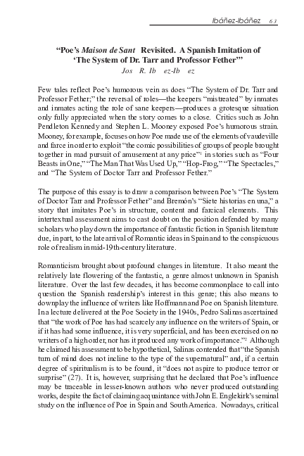 (PDF) "Poe's Maison de Santé Revisited. A Spanish Imitation of 'The ...