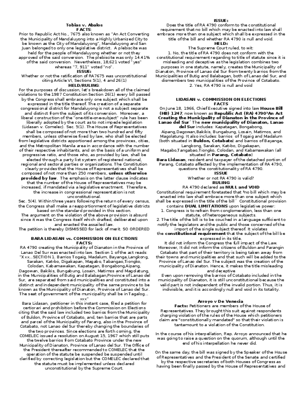 (DOC) Statcon - case digests