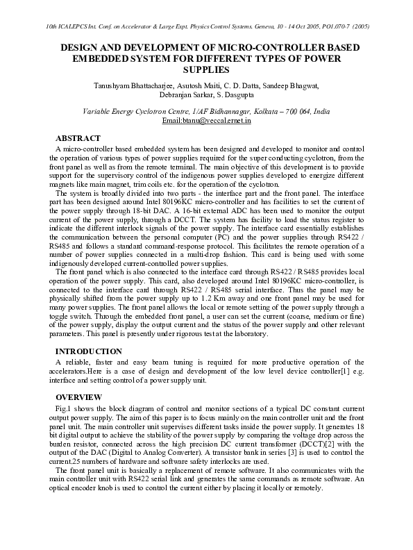 Pdf Design And Development Of Microcontroller Based Embedded System For Different Types Of