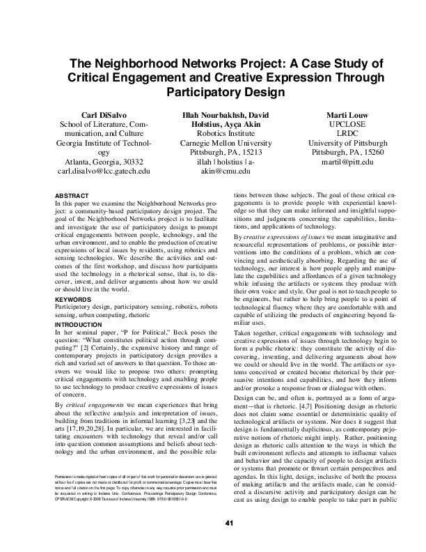 (PDF) The Neighborhood Networks Project: A Case Study of Critical ...