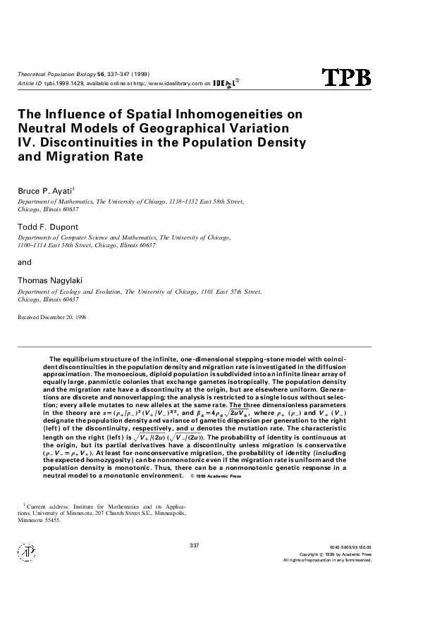 (PDF) Spatial Inhomogeneities in Geographical Variation Models