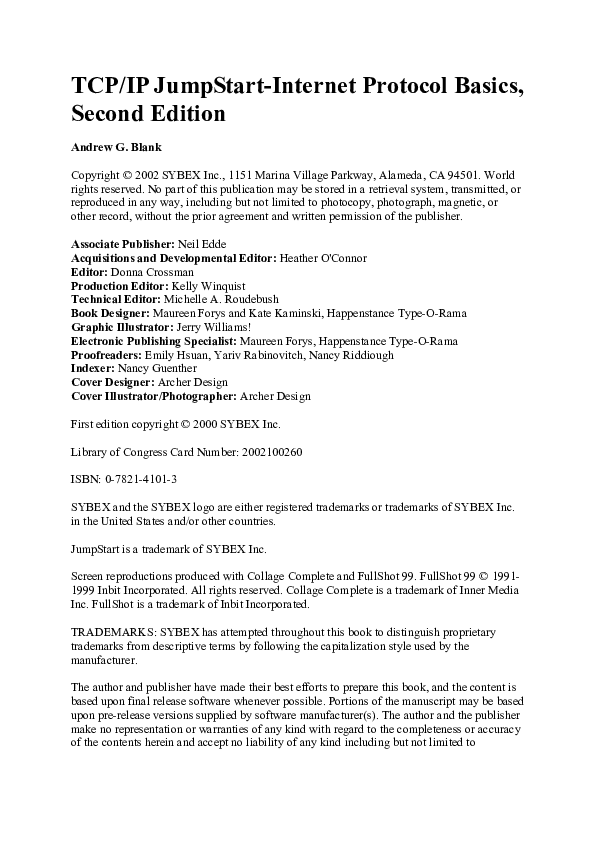 Pdf Tcpip Jumpstart Internet Protocol Basics Second