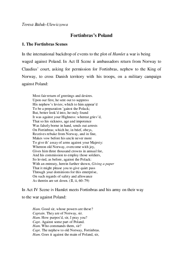 (PDF) Fortinbras' Poland