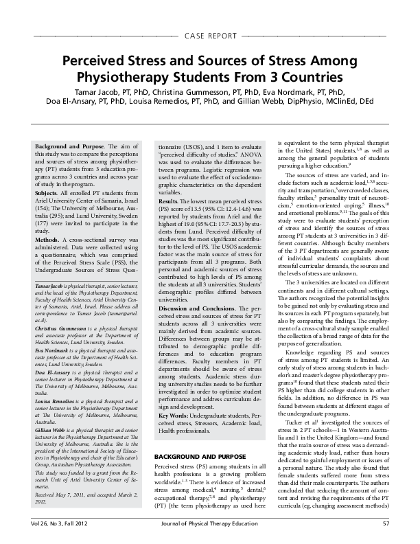 (PDF) CASE REPORT ———————————————————— Perceived Stress and Sources of ...