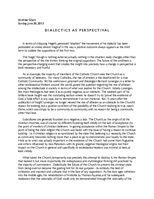 (PDF) Dialectic and the Church