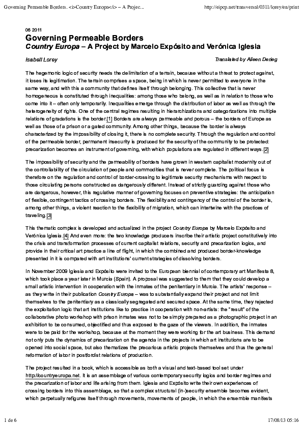 Isabell Lorey (on 'Country Europa')