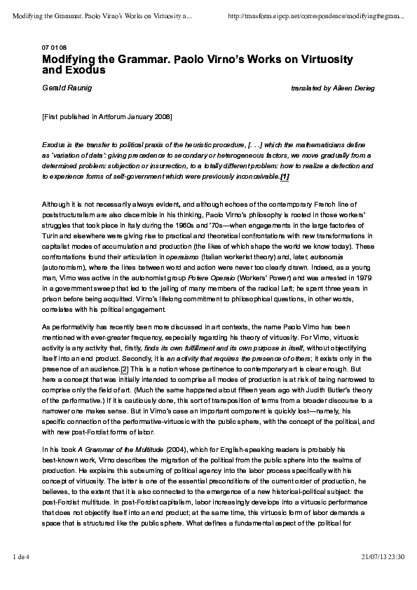 Gerald Raunig (on 'First of May')