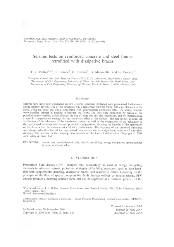 (PDF) Seismic tests on reinforced concrete and steel frames retrofitted ...