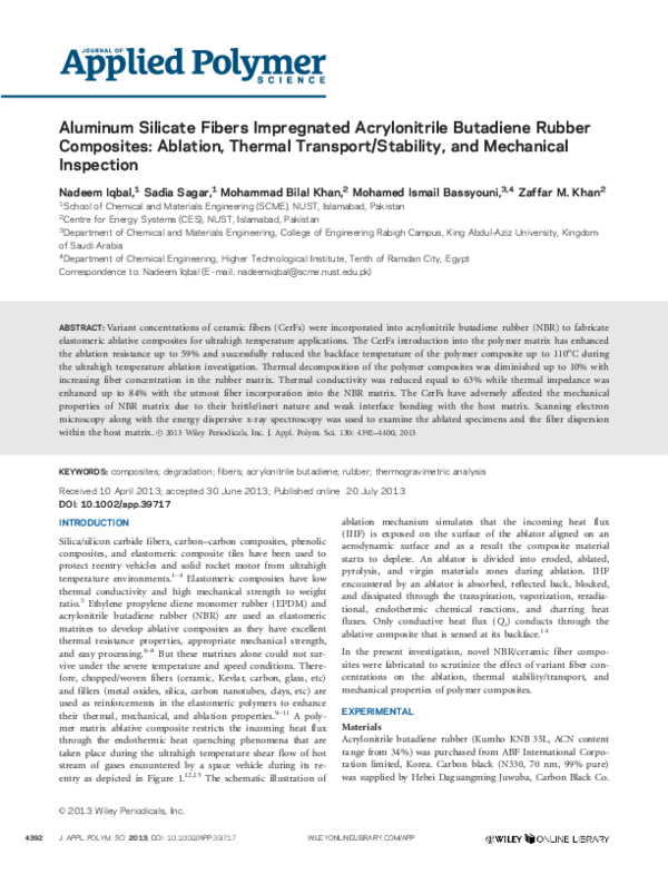 (PDF) Aluminum Silicate Fibers Impregnated Acrylonitrile Butadiene ...