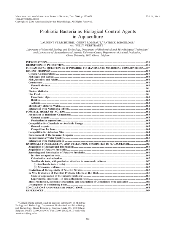 (PDF) Probiotic Bacteria as Biological Control Agents in Aquaculture