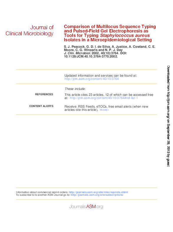 (PDF) Comparison of Multilocus Sequence Typing and Pulsed-Field Gel Electrophoresis as Tools for ...