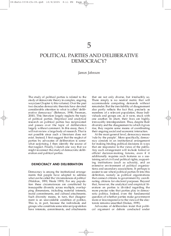 (PDF) Political Parties & Deliberative Democracy - Sage Handbook of ...