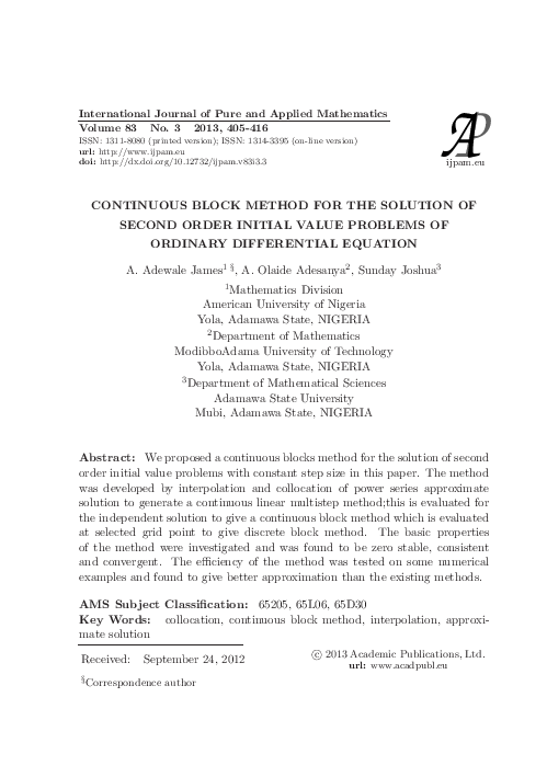Pdf Optimized Hybrid Block Adams Method For Solving First Order Ordinary Differential