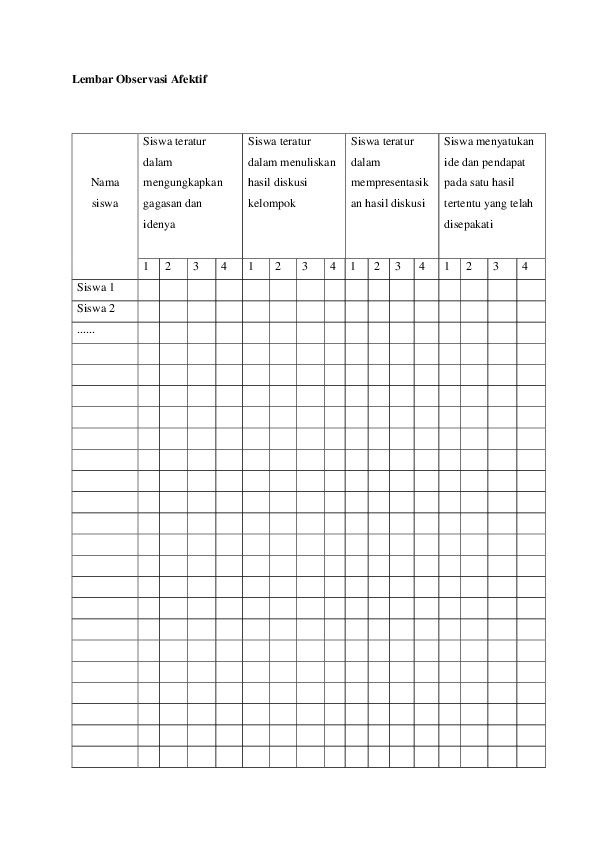 (DOC) Lembar Observasi Afektif