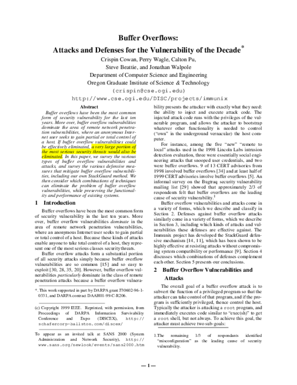 (PDF) buffer overflows
