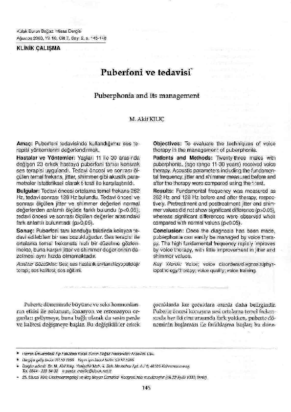 (PDF) Puberfoni ve tedavisi