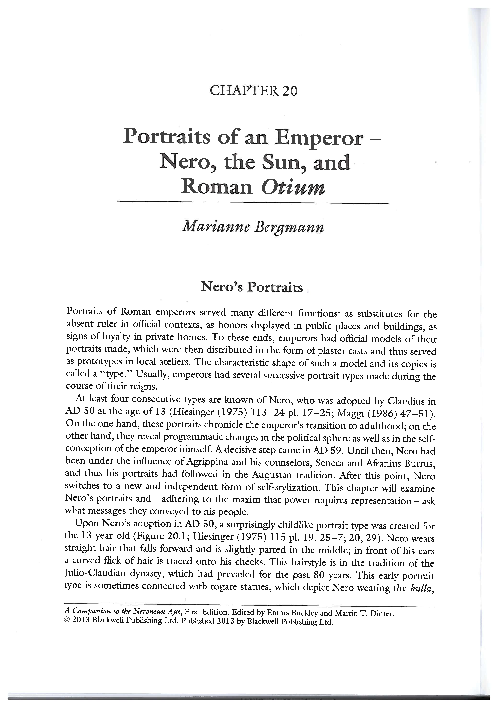 (PDF) Portraits of an Emperor: Nero, the Sun and Roman Otium