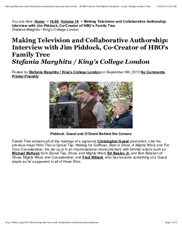 (PDF) Making Television and Collaborative Authorship: Interview with ...