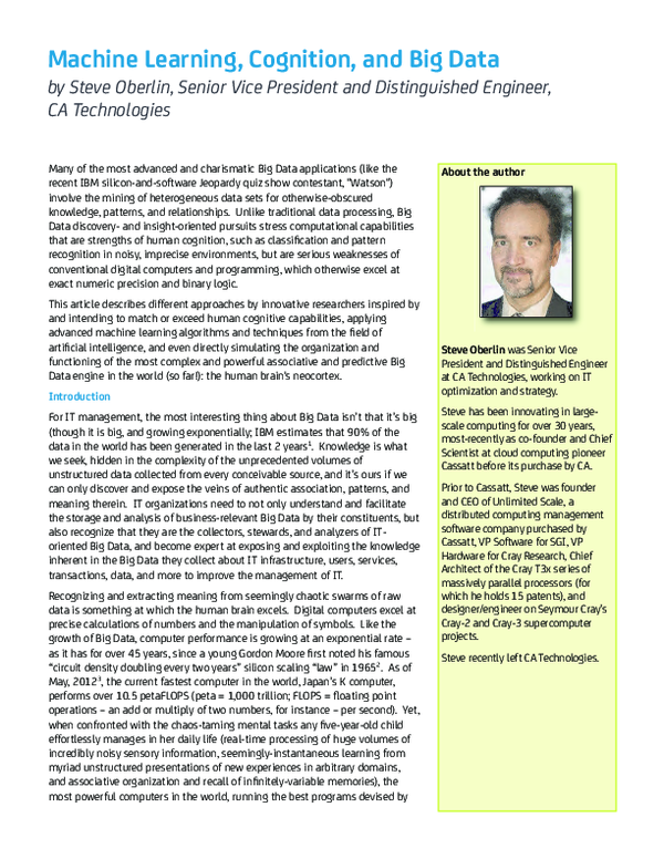 (PDF) Machine Learning, Cognition, and Big Data