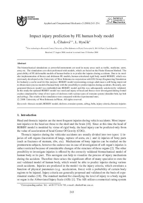 Impact injury prediction by FE human body model