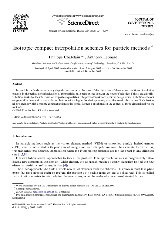 (PDF) Isotropic compact interpolation schemes for particle methods