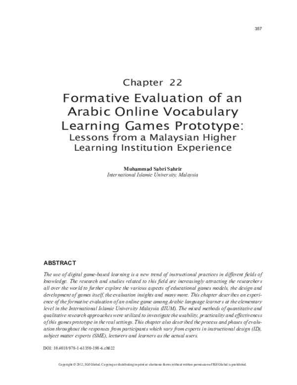 (PDF) Formative Evaluation of an Arabic online vocabulary learning ...